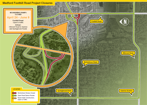Foothill Road Traffic Alert: McAndrews Road Ramp Closures City of Medford